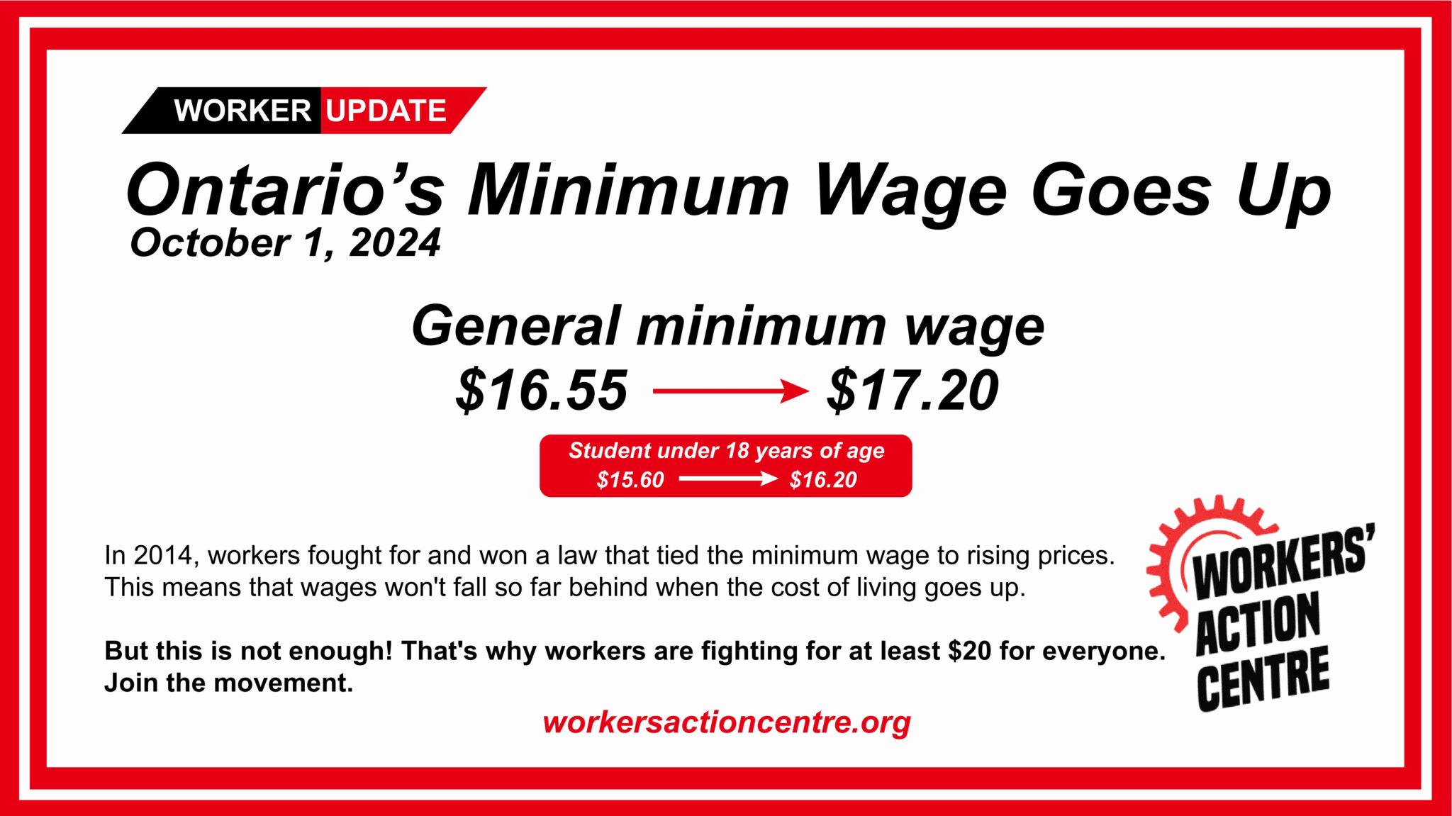 Ontario’s minimum wage is going up on October 1